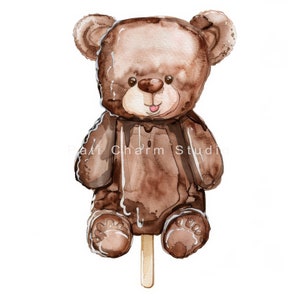Cute Bear Ice Cream Clipart Set, Watercolor Ice Cream Nursery Clipart ...