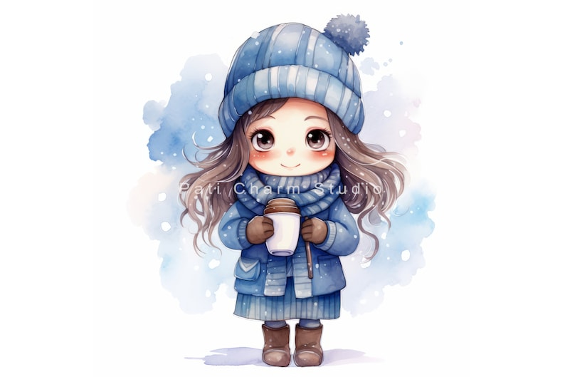 Winter Girl Clipart Bundle, Jpgs, Cute Girl Clipart for Commercial Use ...