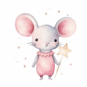Magic Mouse Clipart Bundle, Fairy Mouse Clipart, Watercolor Mouse Clip ...