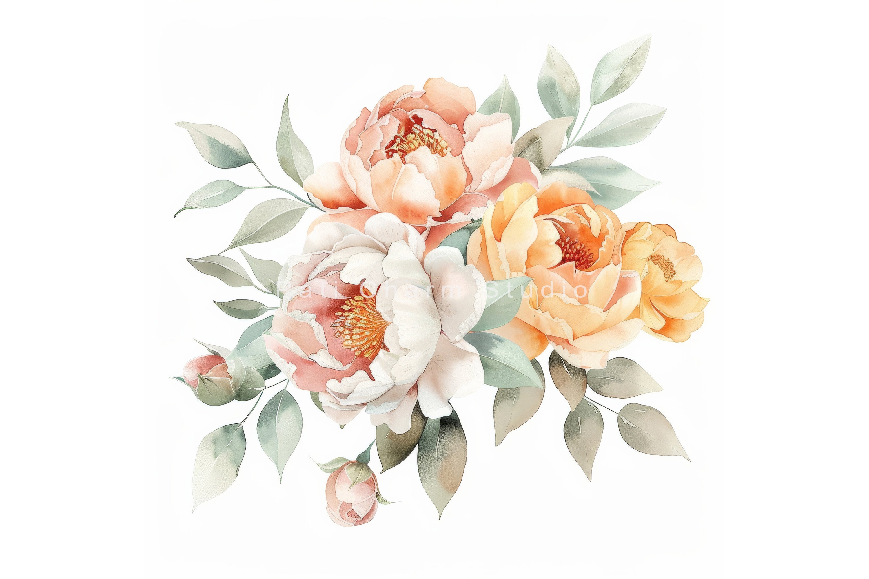 Watercolor Peony Clipart Set for Commercial Use, Digital Download ...