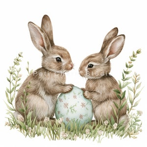 Easter Bunny Family Clipart Bundle, Digital Clipart, Watercolor Easter ...