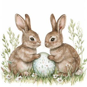 Easter Bunny Family Clipart Bundle, Digital Clipart, Watercolor Easter ...