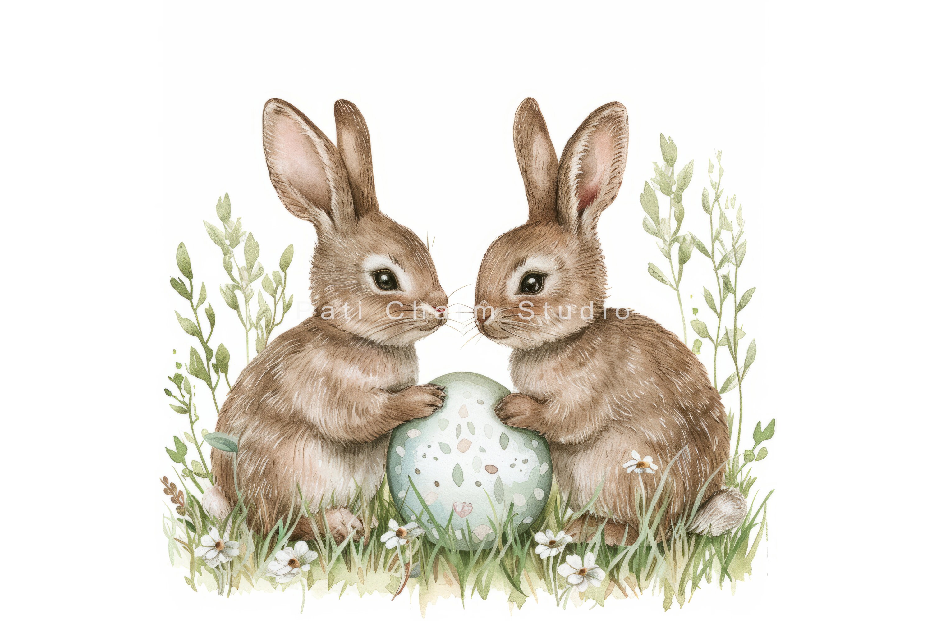 Easter Bunny Family Clipart Bundle, Digital Clipart, Watercolor Easter ...