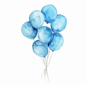 Watercolor Blue Balloon Clipart Set, Pink Balloon Clipart, Digital ...