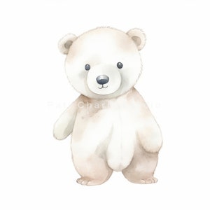 Watercolor Cute White Bear Clipart Bundle, Digital Download, High ...