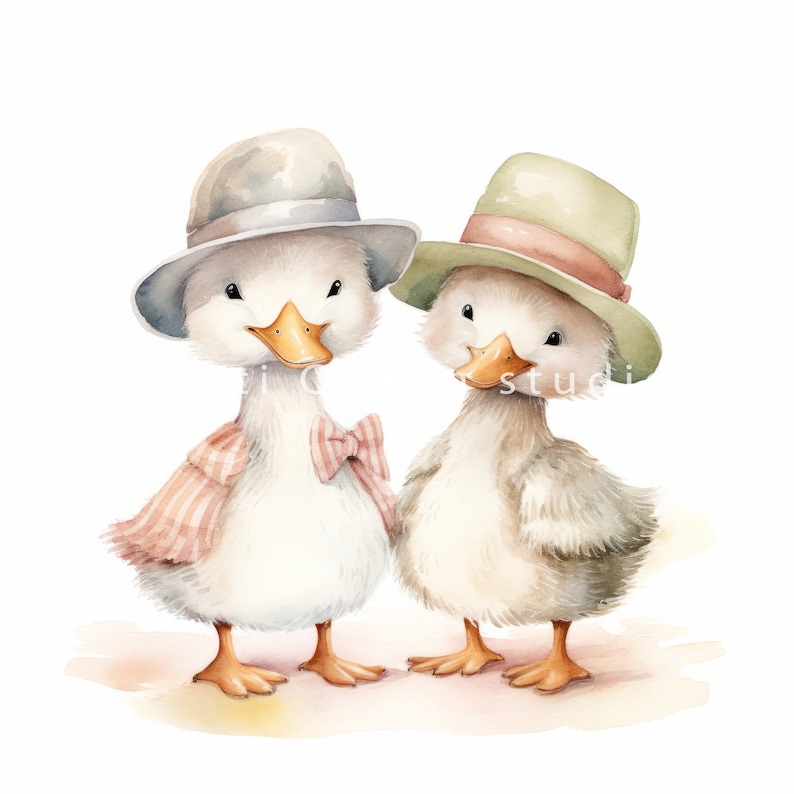 Watercolor Ducks Clipart Bundle, High Quality Jpgs, Valentines Clip Art ...