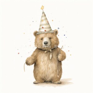 Teddy Bear Birthday Clipart, Watercolor Bear Clipart, Happy Birthday ...