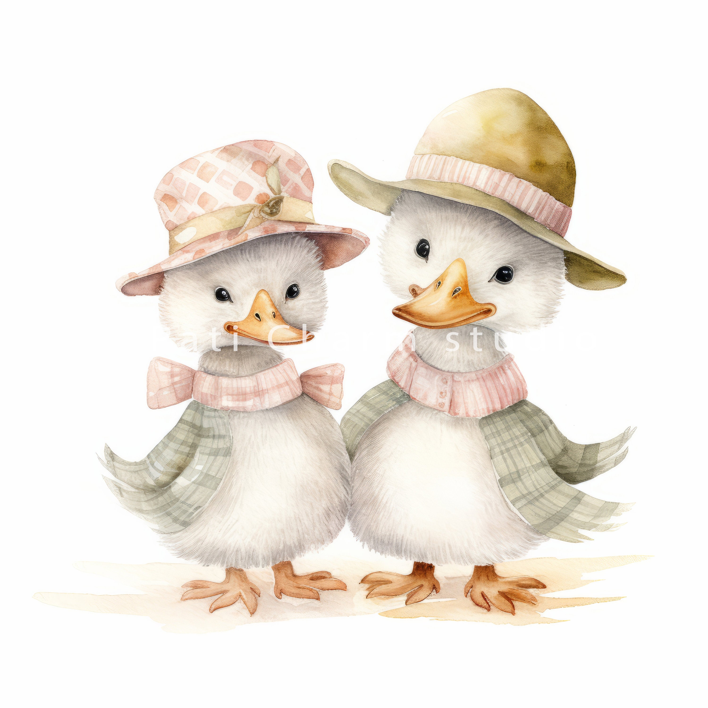 Watercolor Ducks Clipart Bundle, High Quality Jpgs, Valentines Clip Art ...