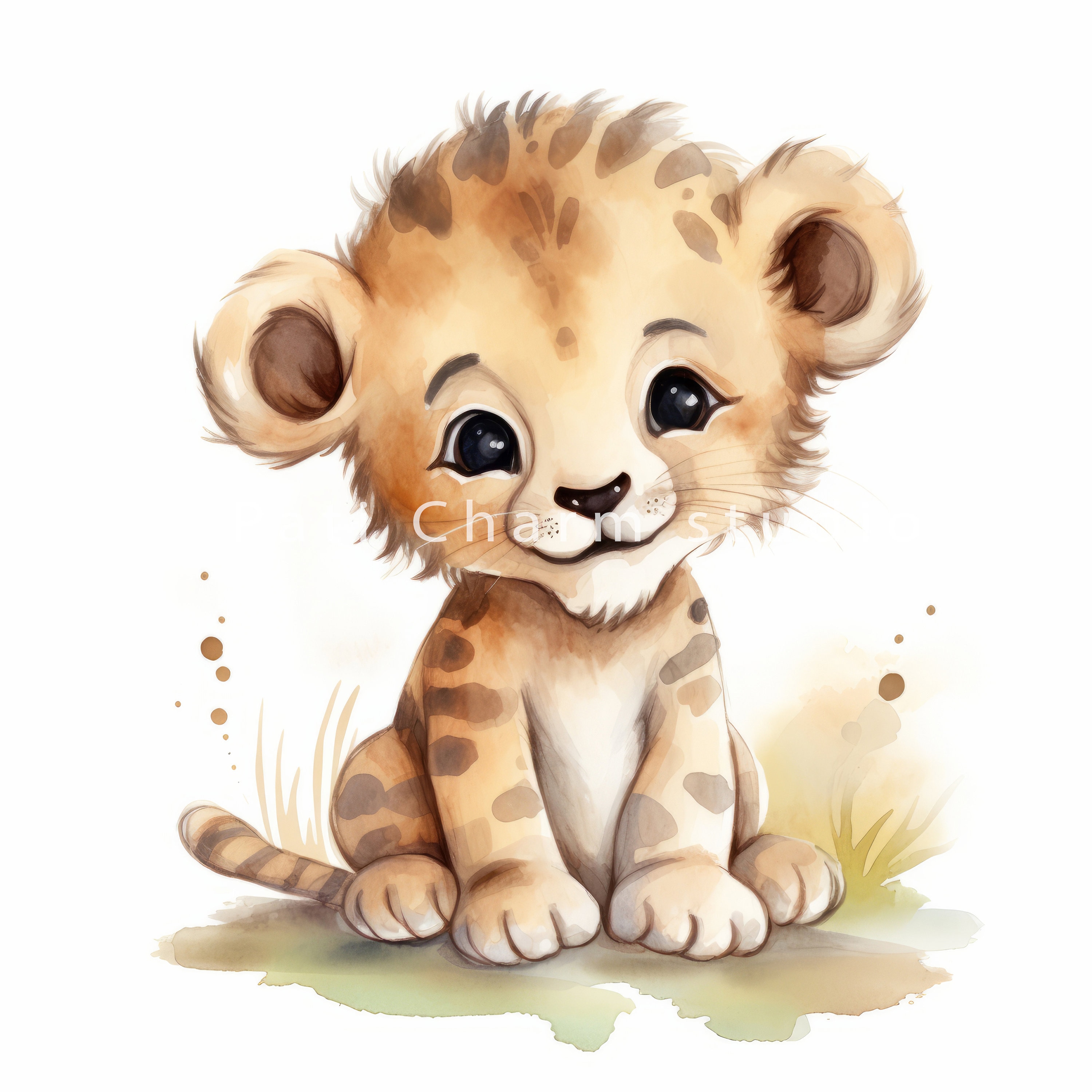 Jungle Baby Animals Clipart, High Quality Jpgs, Watercolor Safari ...
