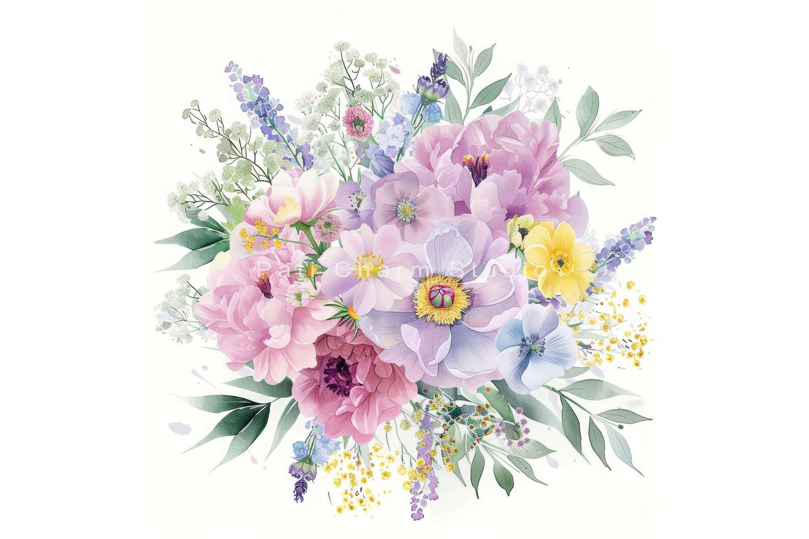 Watercolor Spring Bouquet Clipart Bundle, Floral Clipart, Wedding ...