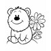 Cute Bear With Flowers Coloring Page for Kids, Instant Download ...