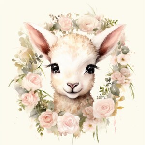 Easter Baby Lamb Clipart Bundle, High Quality JPG, Floral Lamb Clipart ...