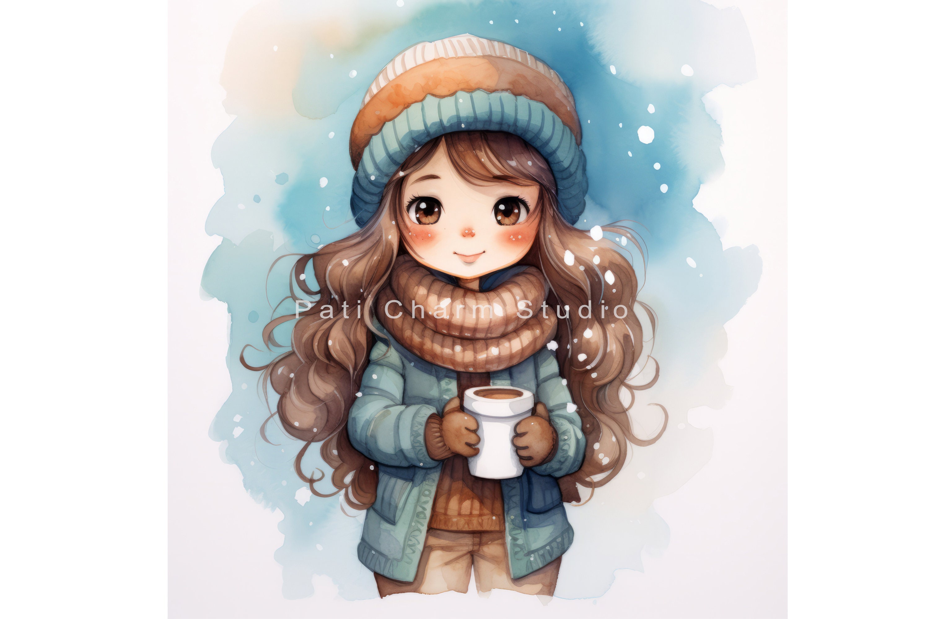 Winter Girl Clipart Bundle, Jpgs, Cute Girl Clipart for Commercial Use ...