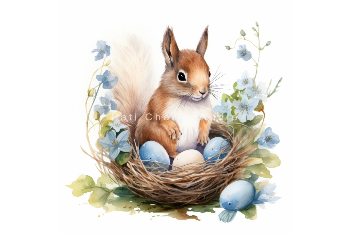 Easter Squirrel Clipart Bundle, High Quality Jpgs, Digital Download ...