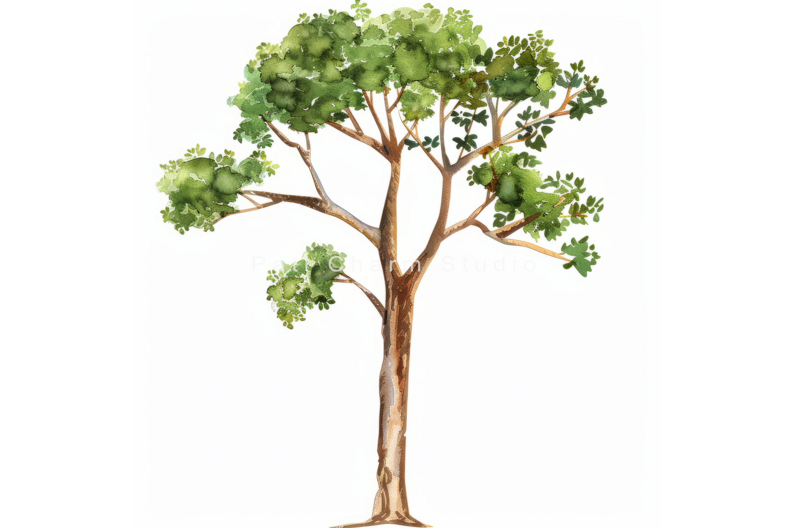 Watercolor Tree Clipart Bundle, 9 High Quality Jpgs, Watercolor Clipart ...