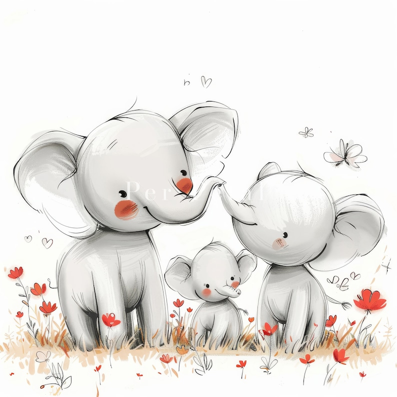 Cute Baby Elephant Clipart Bundle, High Quality Jpgs, Baby Clipart ...
