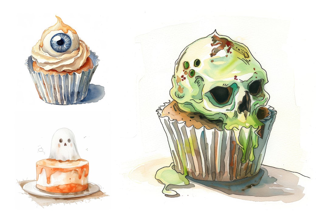 Watercolor Halloween Treat Clipart Bundle, Spooky Clipart, Junk Journal ...