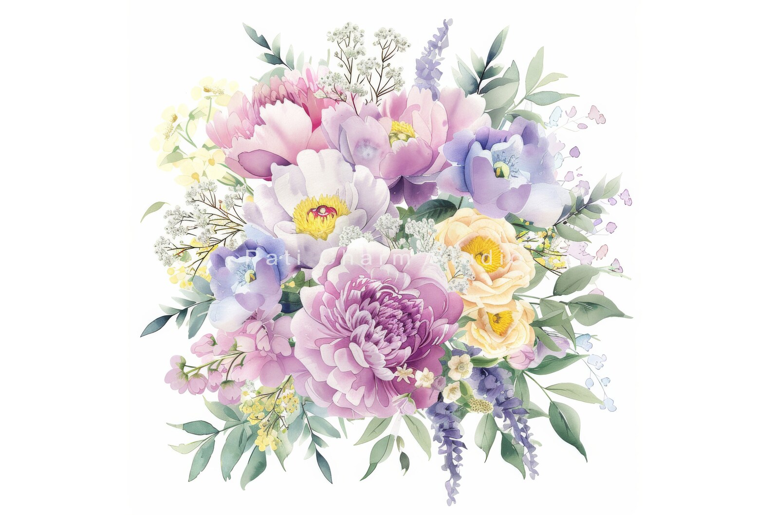 Watercolor Spring Bouquet Clipart Bundle, Floral Clipart, Wedding ...