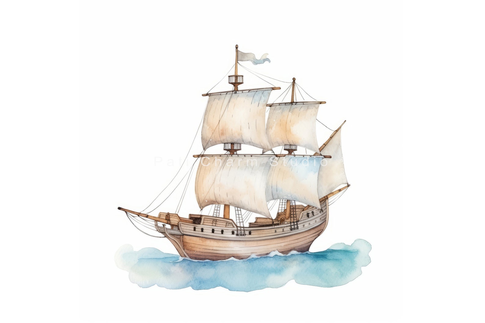Watercolor Pirates Clipart Bundle, Pirate Ship Clipart, Instant ...