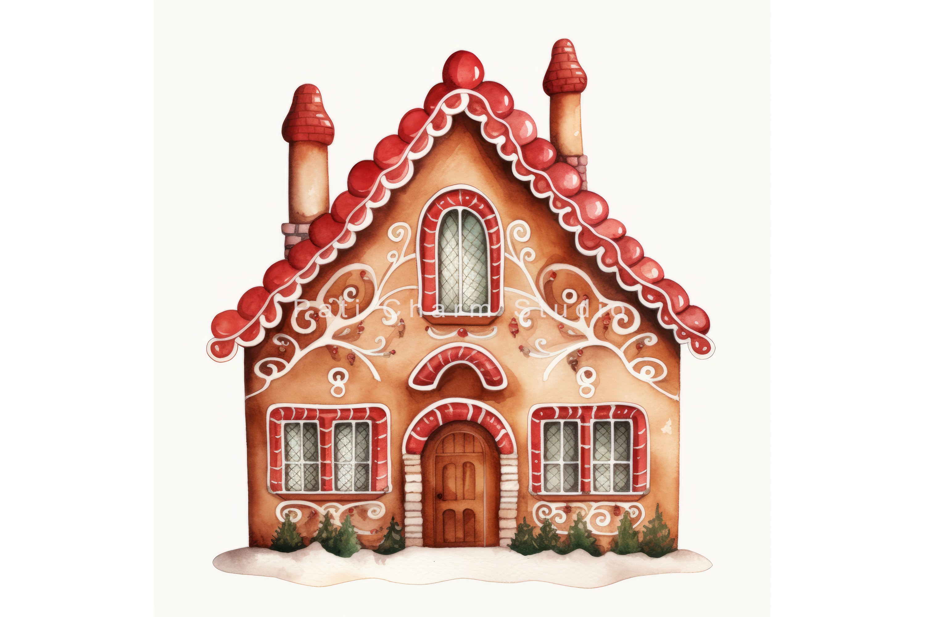 Christmas Gingerbread House Clipart Bundle, Jpgs, Watercolor Clipart ...