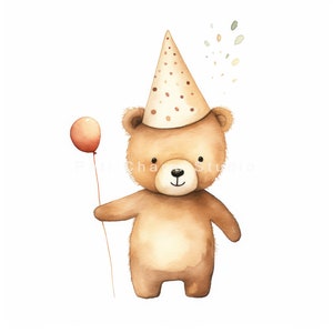 Happy Birthday Bear Clipart Bundle, Teddy Bear Clipart, Nursery Bear ...