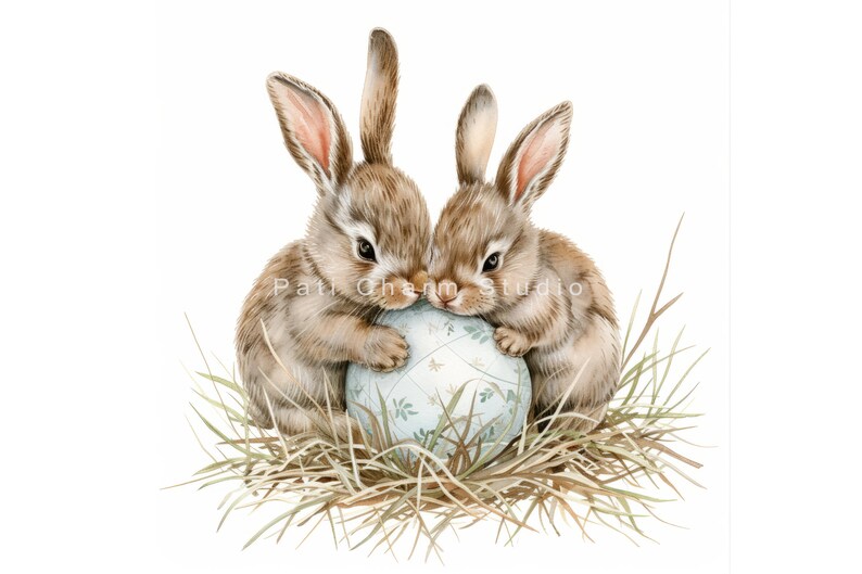 Easter Bunny Family Clipart Bundle, Digital Clipart, Watercolor Easter ...