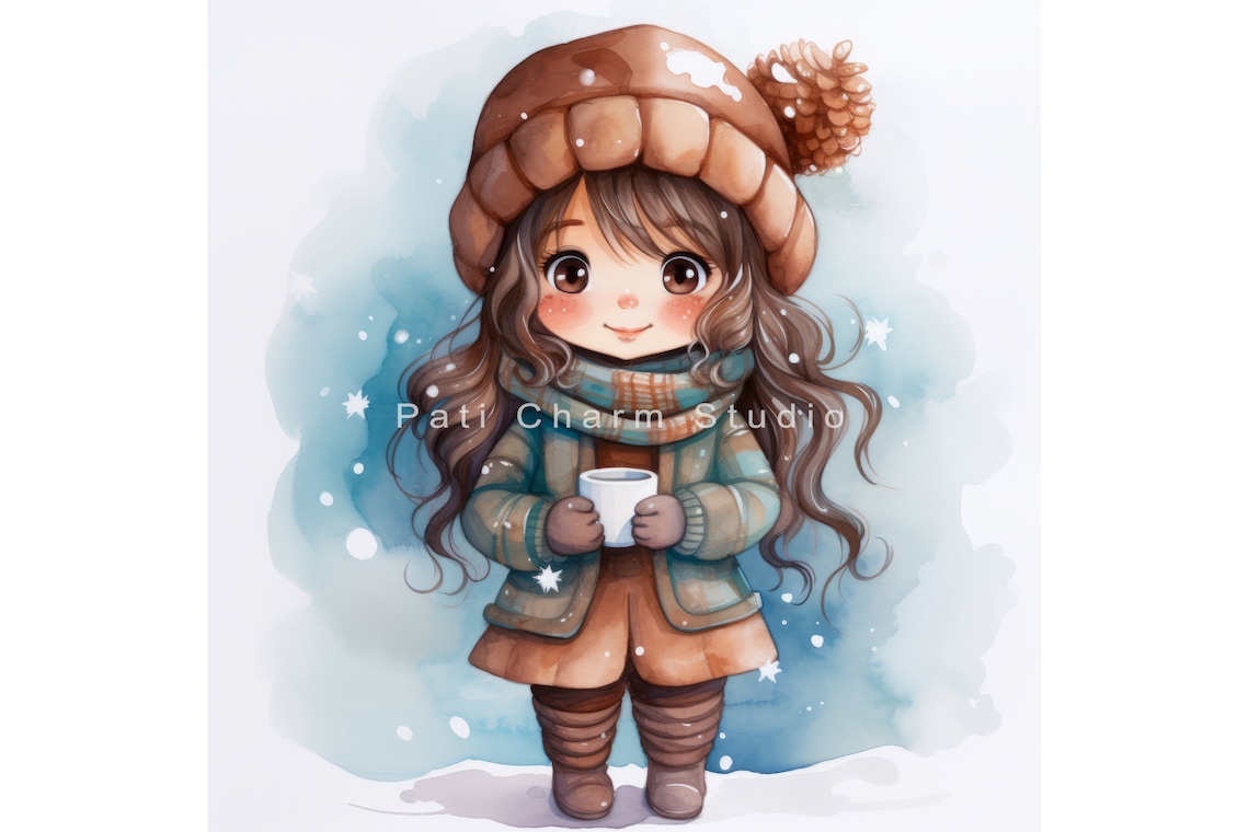 Winter Girl Clipart Bundle, Jpgs, Cute Girl Clipart for Commercial Use ...