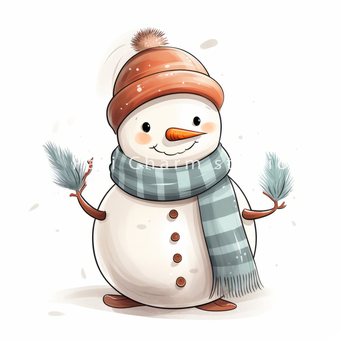 9 Snowman Clipart, Watercolor Christmas for Commercial Use, Cute ...