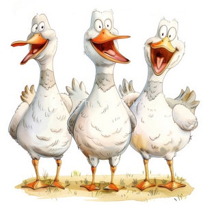 Happy Goose Clipart Bundle Watercolor Animal Clipart, Pink Clipart ...