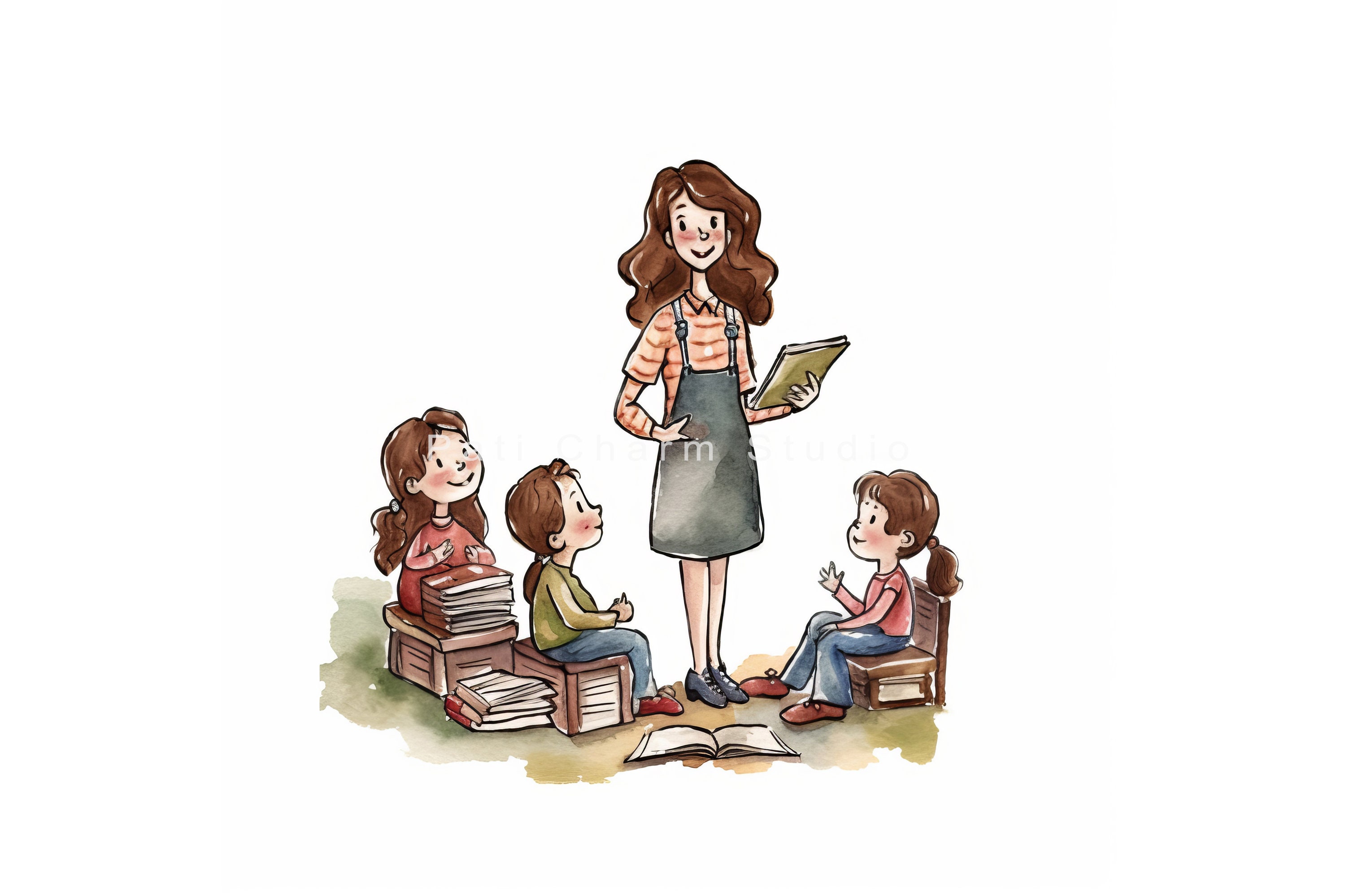 School Teacher Clipart Bundle, Watercolor School Clipart, High Quality ...