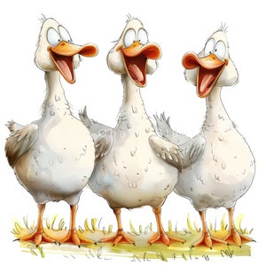 Happy Goose Clipart Bundle Watercolor Animal Clipart, Pink Clipart ...