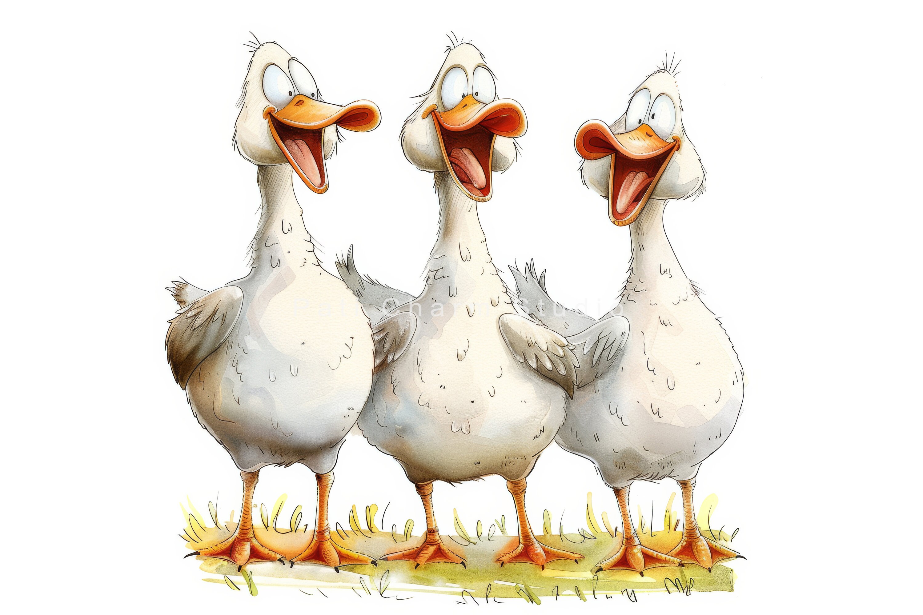 Happy Goose Clipart Bundle Watercolor Animal Clipart, Pink Clipart ...