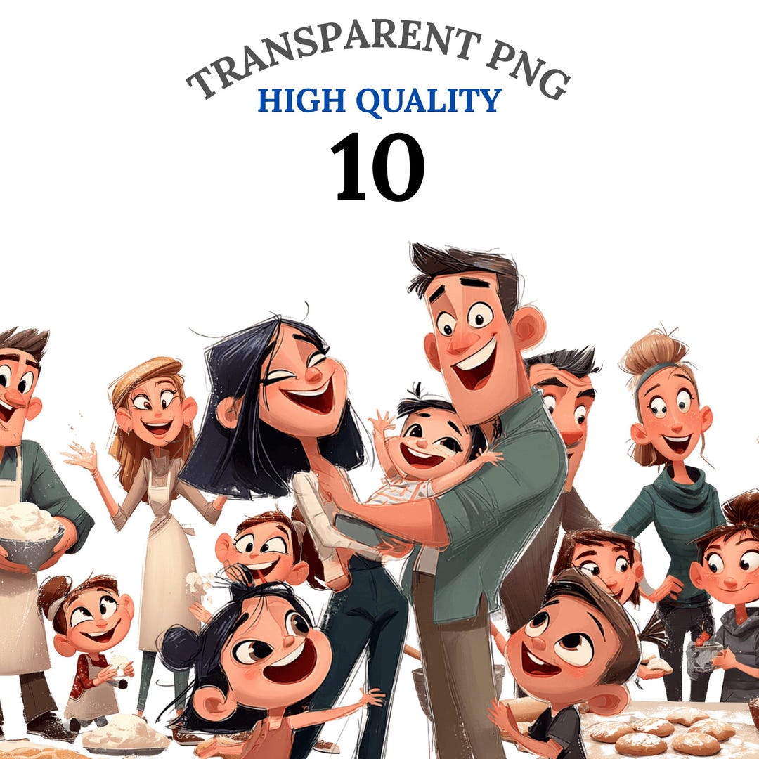 Funny Family Clipart Set, Cute Cartoon Family PNG, Quirky Parents and ...