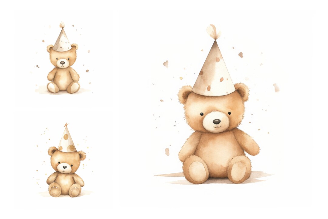 Happy Birthday Bear Clipart Bundle, Teddy Bear Clipart, Nursery Bear ...