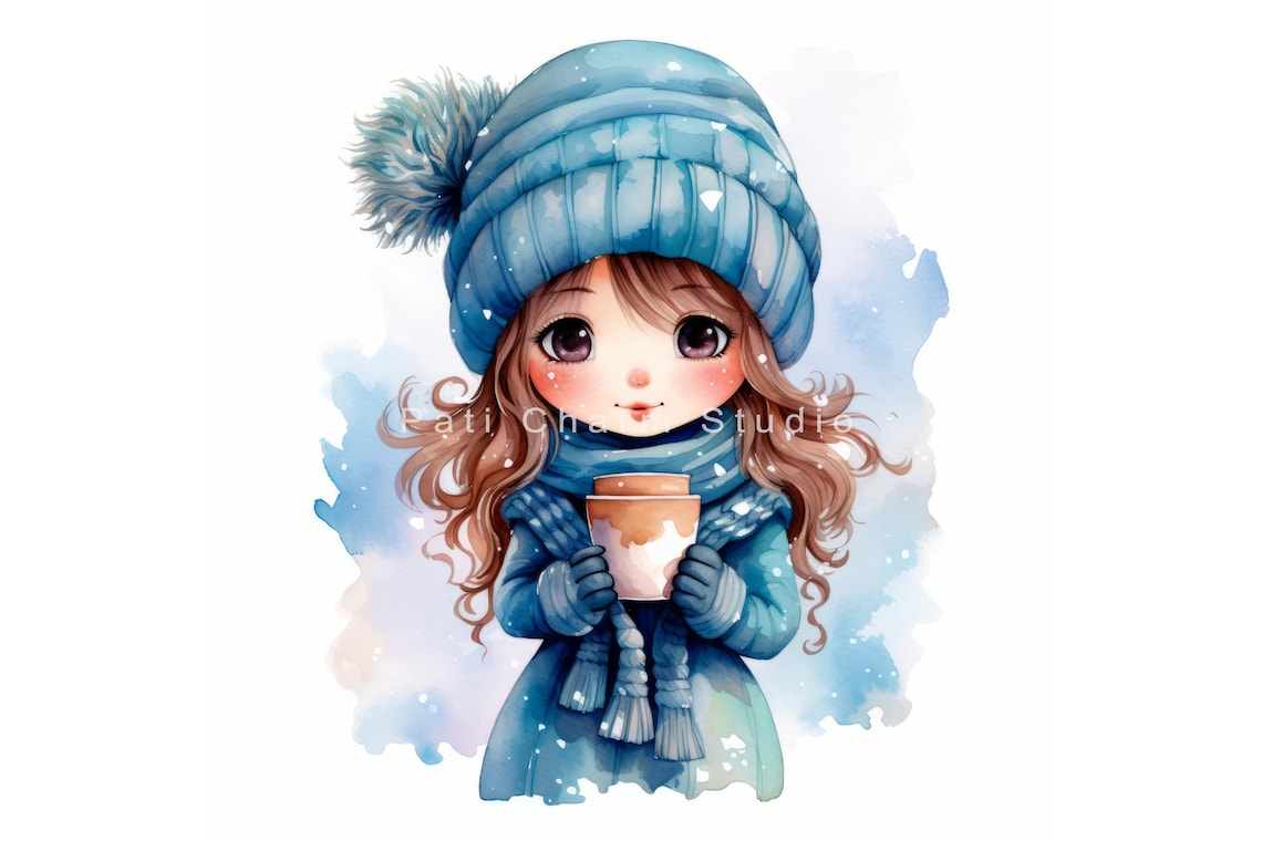 Winter Girl Clipart Bundle, Jpgs, Cute Girl Clipart for Commercial Use ...