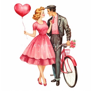 Retro Couple Clipart Set, Jpgs, Valentine Clipart, Wedding Clipart ...