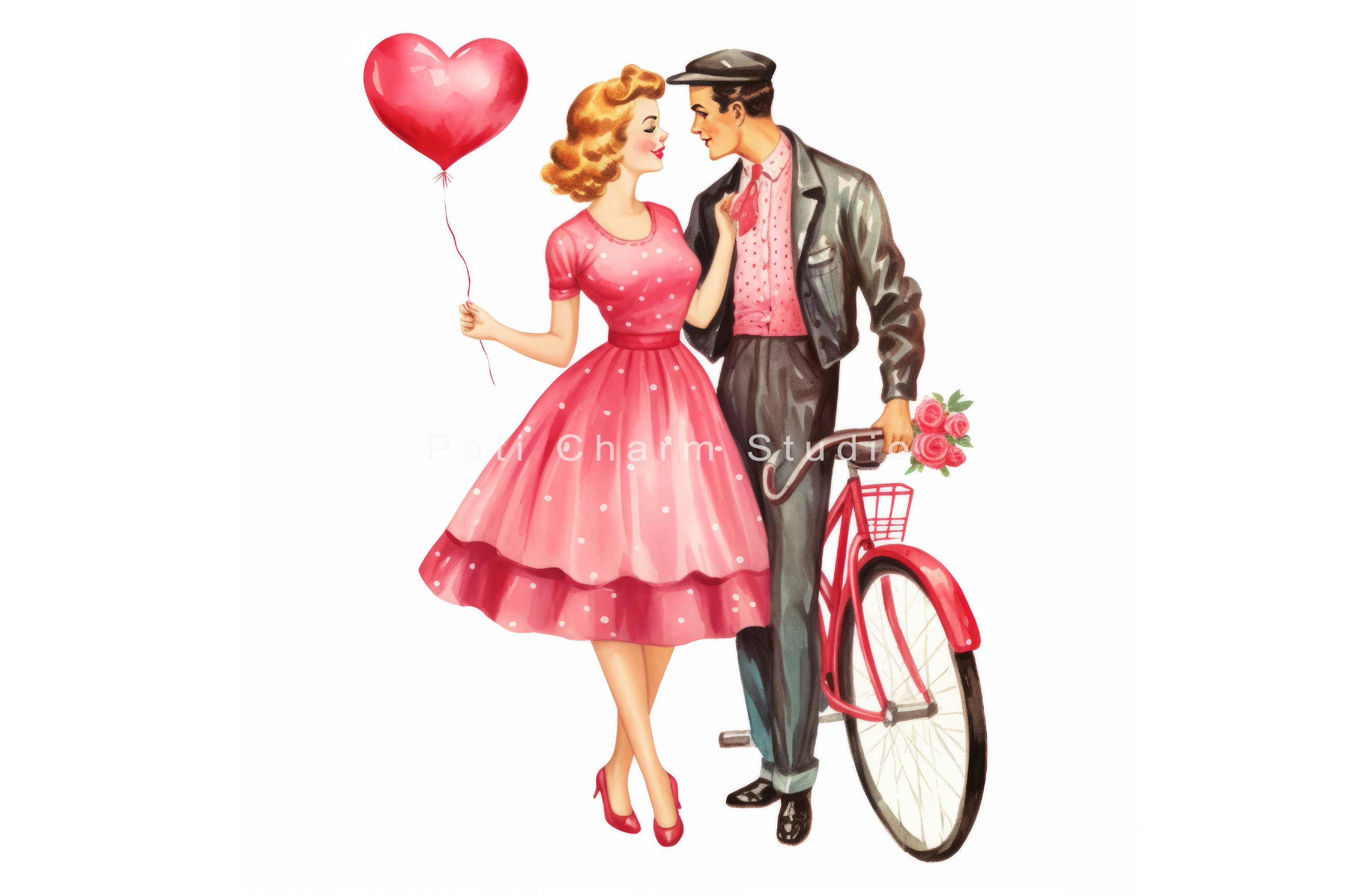 Retro Couple Clipart Set, Jpgs, Valentine Clipart, Wedding Clipart ...