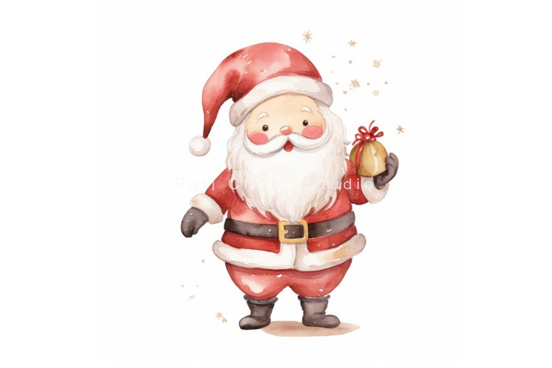 Santa Claus Watercolor Clipart Bundle, Cute Santa Claus, Winter Holiday ...