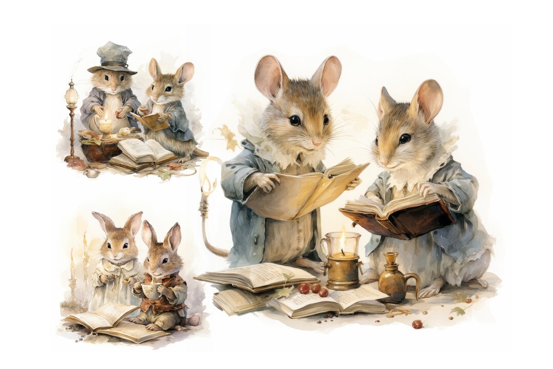 Watercolor Mice Family Clipart Bundle, Jpgs, Digital Download ...