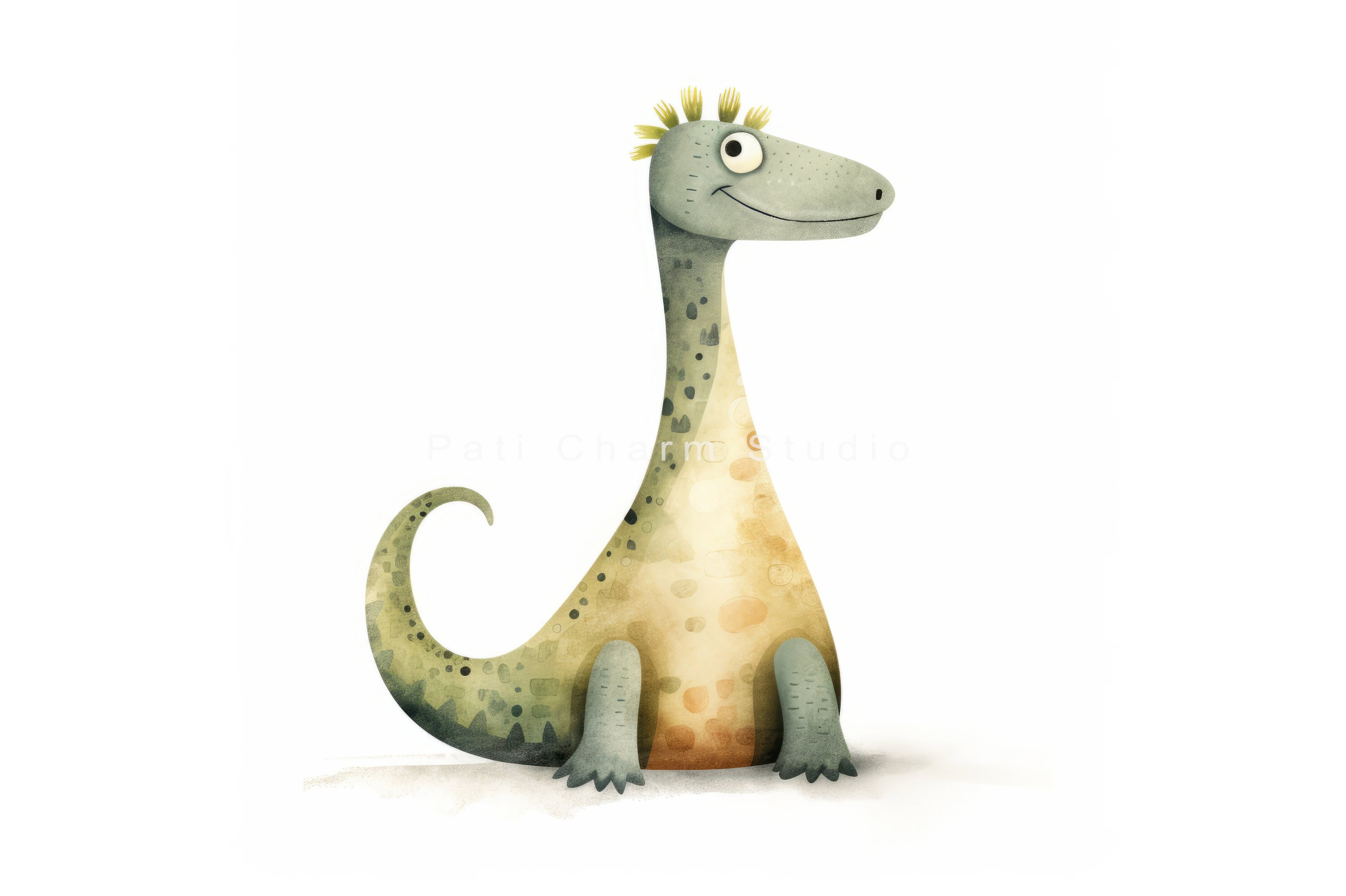 Watercolor Dinosaur Clipart Bundle, Jpgs, Cute Brontosaur Clipart, Baby ...