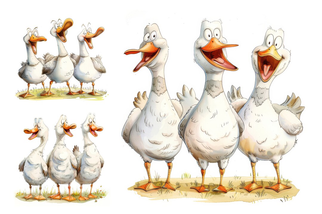 Happy Goose Clipart Bundle Watercolor Animal Clipart, Pink Clipart ...