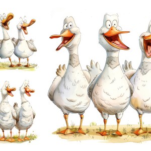Happy Goose Clipart Bundle Watercolor Animal Clipart, Pink Clipart ...
