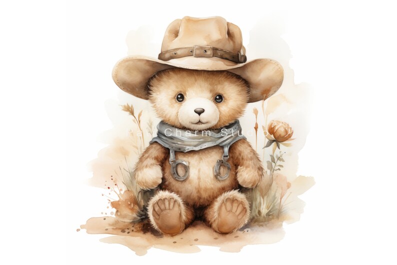 Cowboy Teddy Bear Clipart Bundle High Quality Jpgs Cowboy - Etsy
