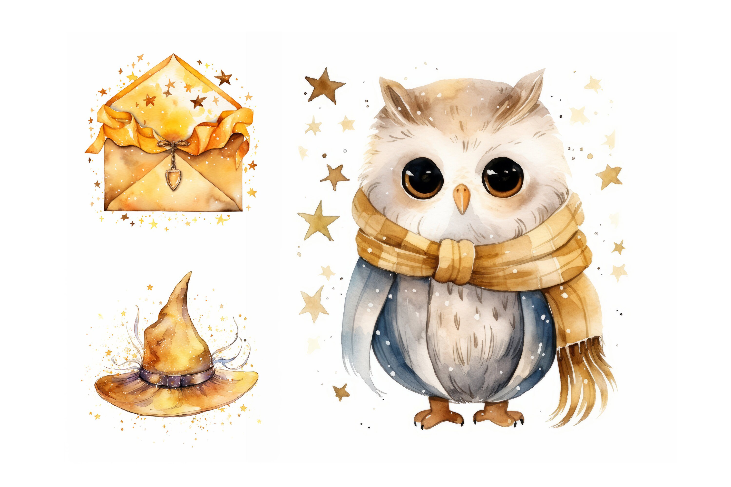 Watercolor Wizard Clipart Bundle, Digital Clipart, 9 Watercolor Wizard ...