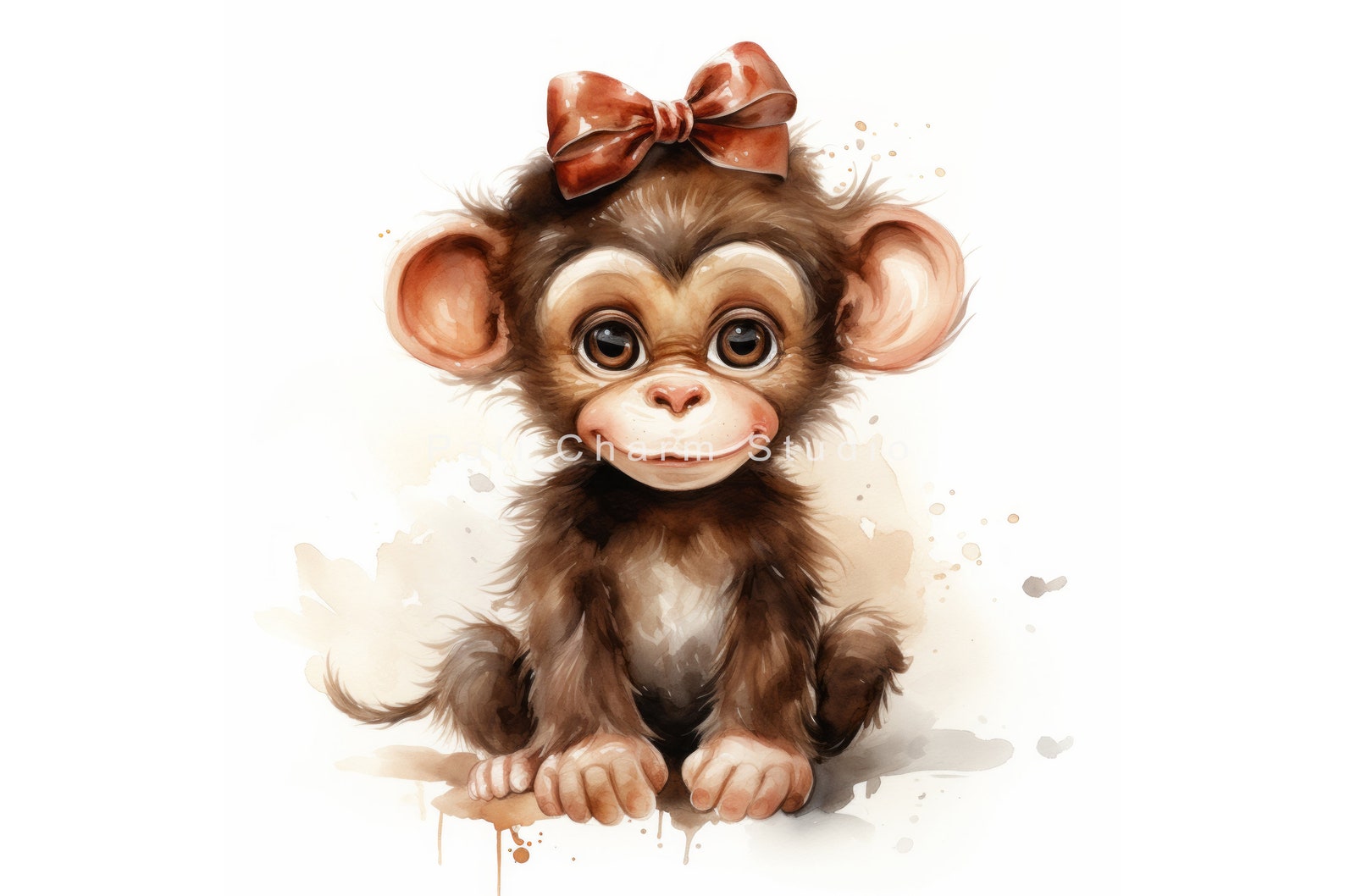 Watercolor Monkey Clipart Bundle, High Quality Jpgs, Card Making, Baby ...