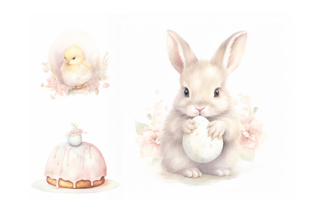 Pastel Easter Clipart Bundle, High Quality Jpgs, Watercolor Easter ...