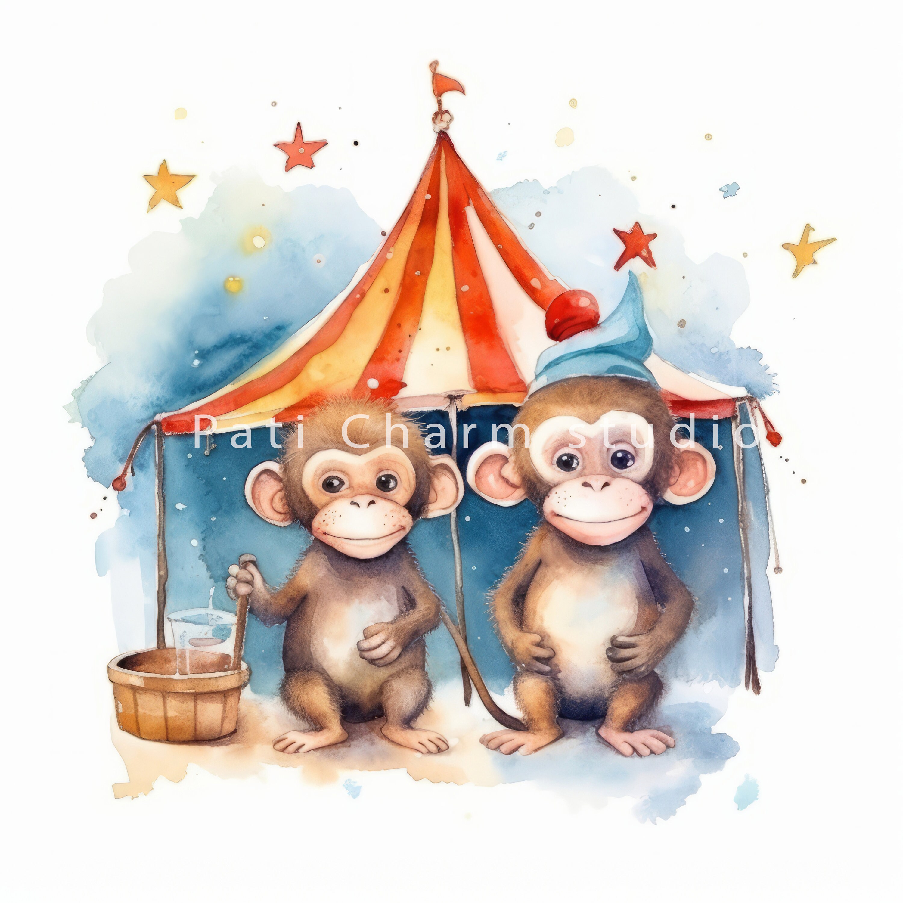 Watercolor Circus Baby Animals Clipart Bundle High Quality - Etsy