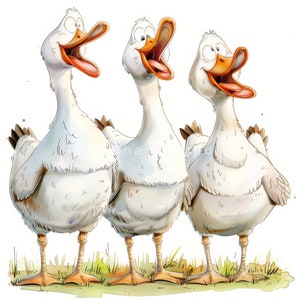 Happy Goose Clipart Bundle Watercolor Animal Clipart, Pink Clipart ...