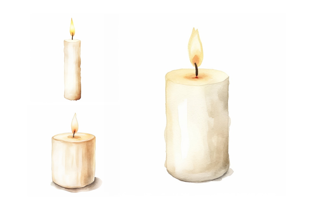 Watercolor Candles Clipart Bundle, High Quality Jpgs, Wedding Clipart ...