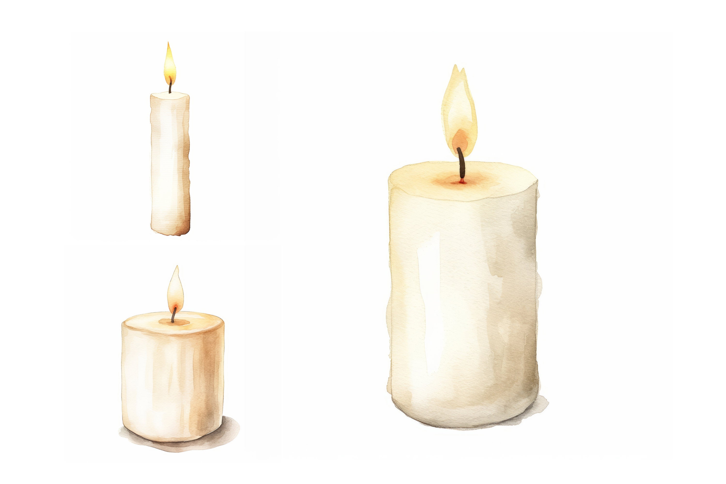 Watercolor Candles Clipart Bundle, High Quality Jpgs, Wedding Clipart ...